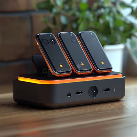 3d Render Of Three Smartphones Charging On A Wireless Charging Dock