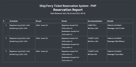 Ship Ferry Ticket Reservation System Project In Php With Source Code And Report [ Download