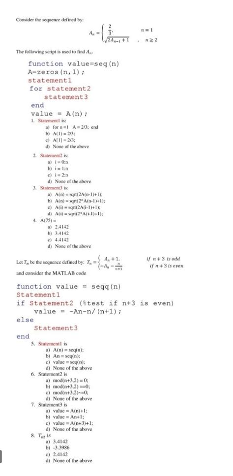 Solved Consider The Sequence Defined By A N1 27 1