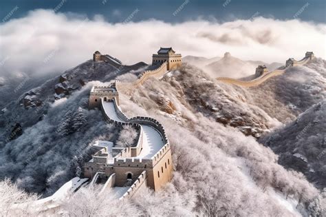 Premium Photo The Great Wall Of China In Snow