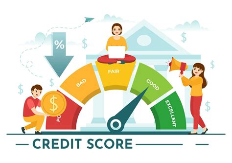 Credit Score Vector Illustration With Loan Arrow Gauge Speedometer