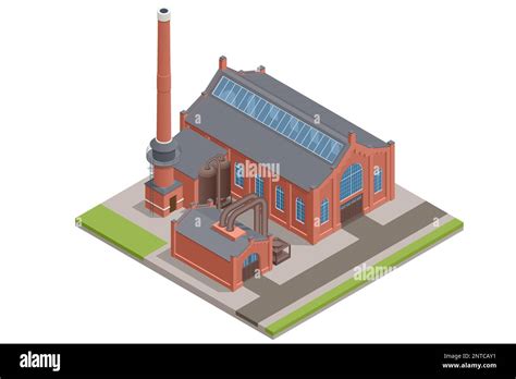 Isometric Industrial Plant Factory Vintage Building Old Beer Factory