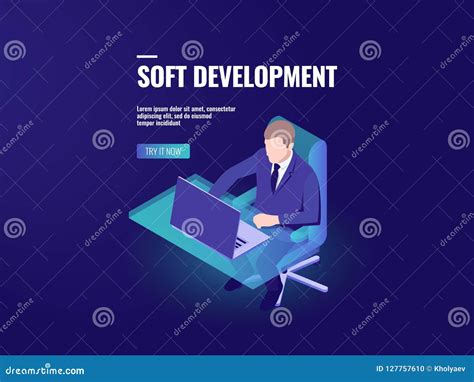 Programmer Development A Software Programming Isometric Business