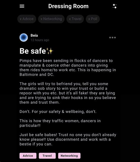 Just Wanted To Pass Along This Info From The Dancers Resource R Stripper