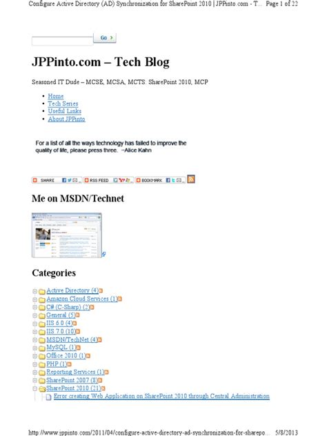 Configure Active Directory Ad Synchronization For Sharepoint 2010 Pdf Share Point Active