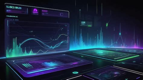 Premium Photo Futuristic Hud Interface Background With Holographic Graphics And Data