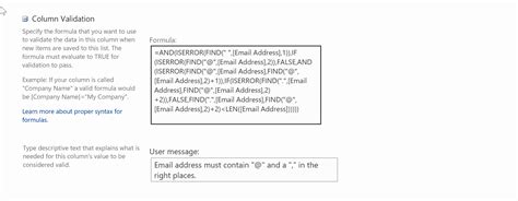 Day 291 Sharepoint Column Validations On Email Addresses Tracy Van