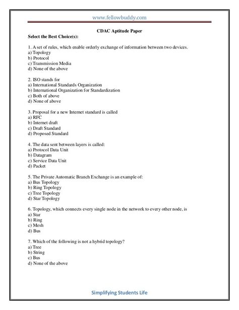Cdac Aptitude Paper