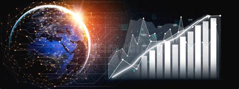 Global Financial Growth Concept With Earth Visualization And Rising