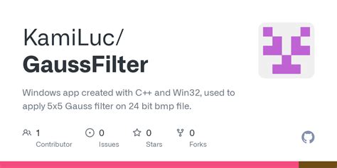 github kamiluc gaussfilter windows app created with c and win32
