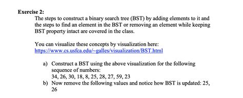 Solved Exercise 2 The Steps To Construct A Binary Search