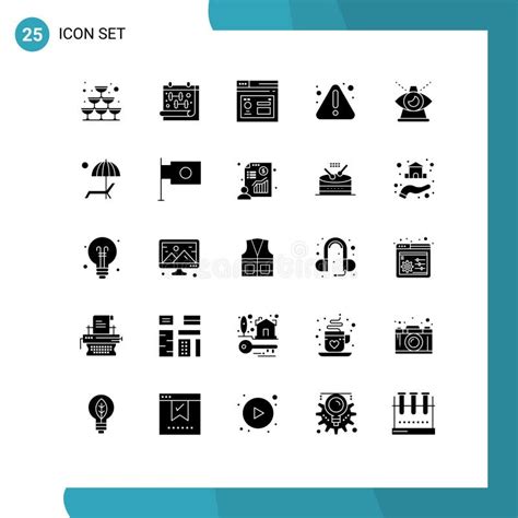 modern set of 25 solid glyphs pictograph of modern business browser