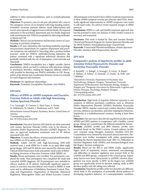 Pdf Efficacy Of Tpbm On Adhd Symptoms And Executive Function Deficits In Adults With High