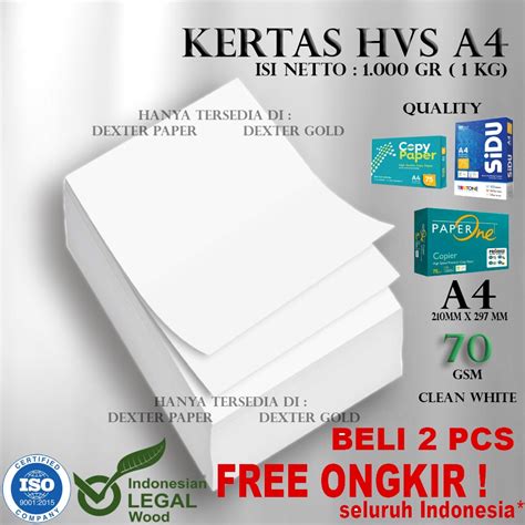 Jual Kertas A4 80gr Kertas Hvs A4 80gsm Isi Netto 1kg 1000 Gram