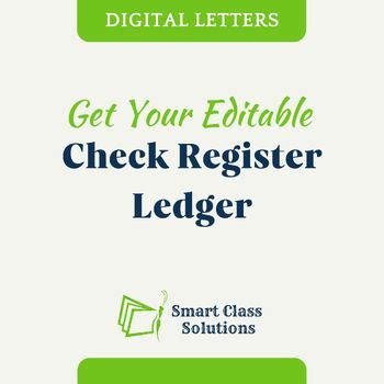 Check Register Ledger By SmartClass Solutions TPT