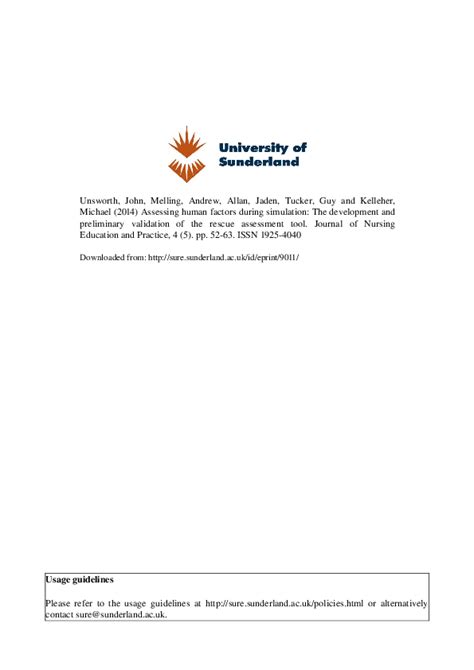 Pdf Assessing Human Factors During Simulation The Development And