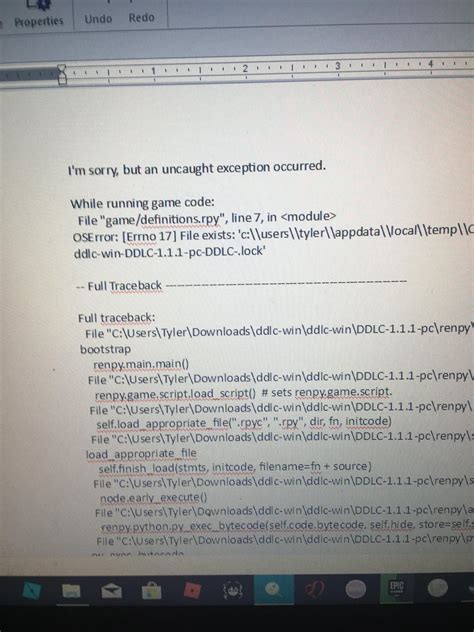The Traceback Opens And I Done Nothing Wrong To Open It Rddlc
