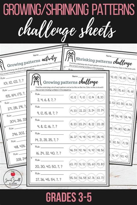 Growing And Shrinking Number Patterns Differentiated Challenge Sheets