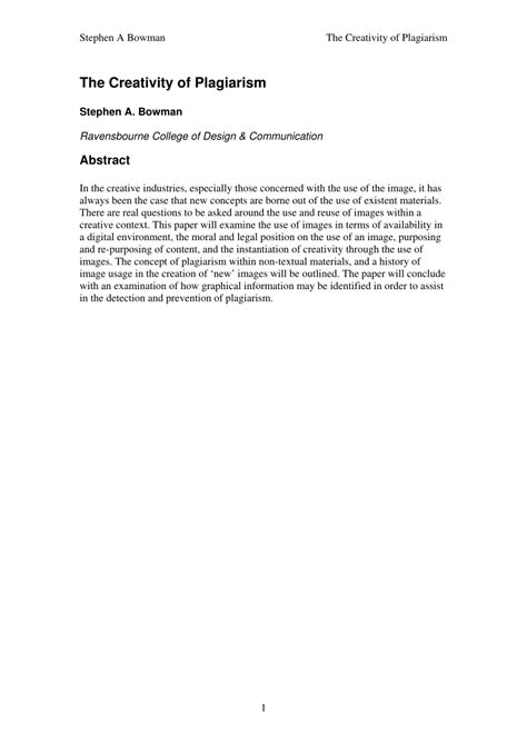 Pdf The Creativity Of Plagiarism