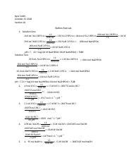 Buffer Post Lab Docx Kyra Smith October 31 2018 Section 10 1 Solution One Buffers Post Lab