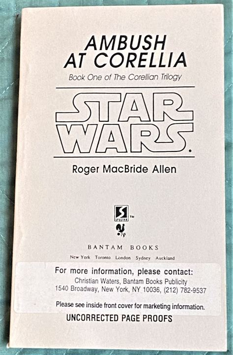 Ambush At Corellia Book One Of The Corellian Trilogy Star Wars By Roger Macbride Allen 1995