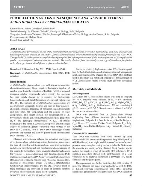 pdf pcr detection and 16s rdna sequence analysis · pdf filekeywords