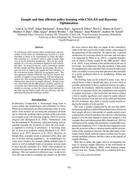 Pdf Sample And Time Efficient Policy Learning With Cma Es And