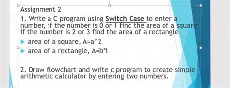 Solved Assignment 2 1 Write A C Program Using Switch Case