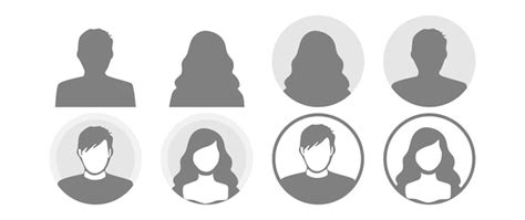 터 일러스트레이션 8개의 검은색 크레들 아이콘 아바타 사용자 프로필 개인 아이콘 프로필 그림 소셜 미디어 프로필 아이콘 스크린