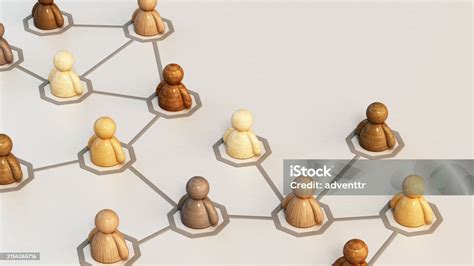 밝은 배경에 네트워크 형성으로 연결된 다양한 나무 인형 통신 개념 개념에 대한 스톡 사진 및 기타 이미지 개념 공동체 다민족 그룹 Istock