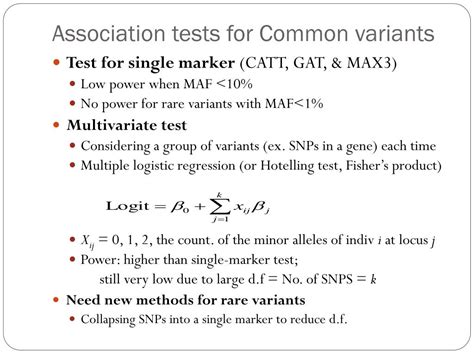 Ppt Association Tests For Rare Variants Using Sequence Data