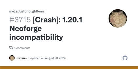 Crash Neoforge Incompatibility Issue Mezz JustEnoughItems GitHub