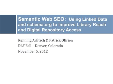 Semantic Web Seo Using Linked Data And To Improve Library