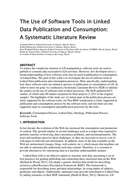 Pdf The Use Of Software Tools In Linked Data Publication And Consumption A Systematic