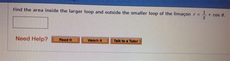 solved find the area inside the larger loop and outside the