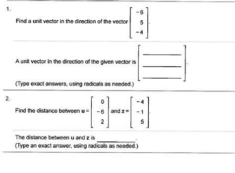 solved 1 6 find a unit vector in the direction of the