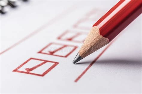 red pencil checking boxes on a business productivity checklist stock