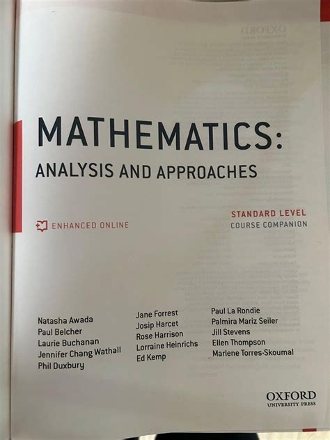 mathematics analysis and approaches oxford ib diploma programme 興趣及