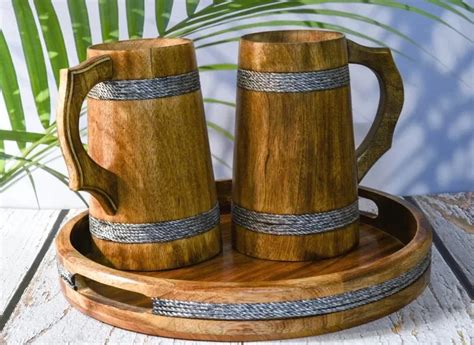 Handmade Beer Mug Mango Wood Eco Friendly And Durable