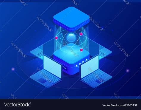 Isometric Quantum Computing Or Supercomputing Vector Image