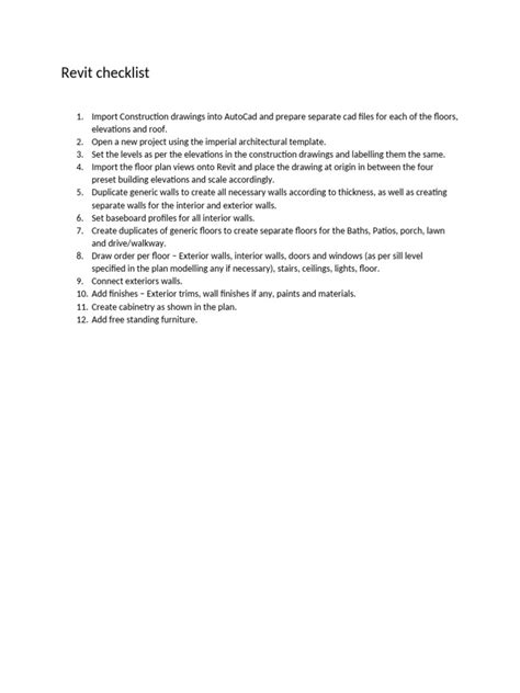 Revit Checklist Pdf