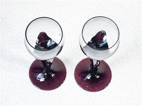 Set Of Four Goblets Or Candle Holders In Blown Glass By Alicja