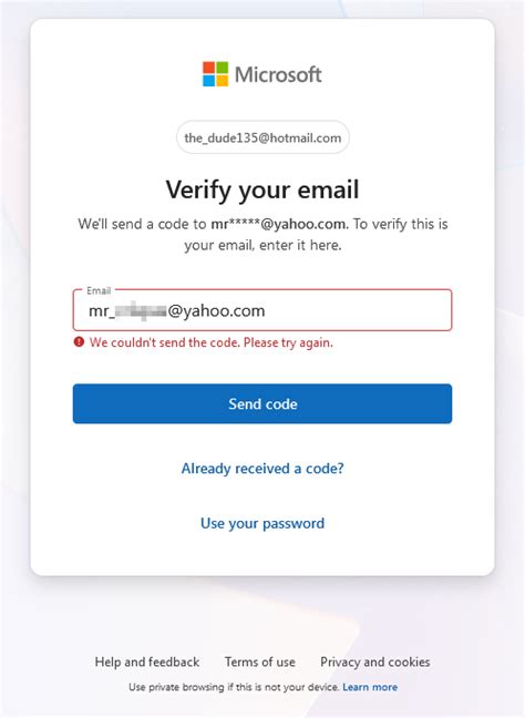 Cant Send Verification Code Microsoft Qanda