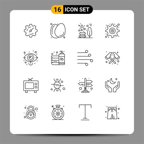 Group Of 16 Outlines Signs And Symbols For Market Business Love User Interface Editable Vector