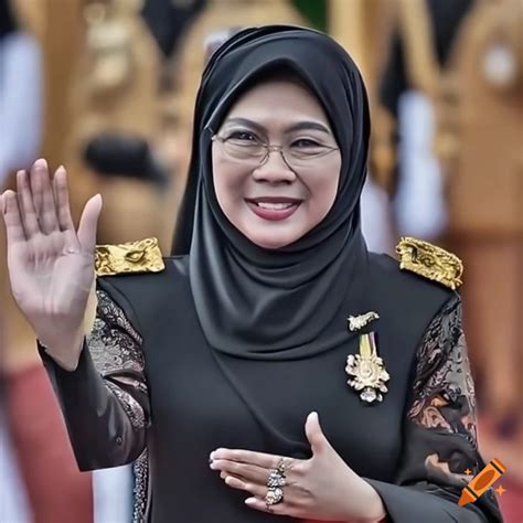 Image Of A Female Indonesian President Waving At The Presidential Palace