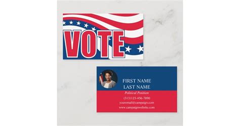Custom Blue And Red Photo Political Campaign Business Card Zazzle