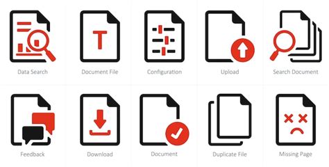 premium vector a set of 10 file icons as data search document file