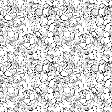 Abstract Seamless Pattern Gentle Hydrangea Flowers Plant Silhouettes