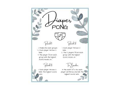 Diaper Pong Game Table Sign Baby Shower Games Baby Shower Activity