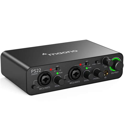 Maono Ps22 Usb Audio Interface For Pc With 60 Db Pro Preamp 24bit 192khz Dual Usb Interface